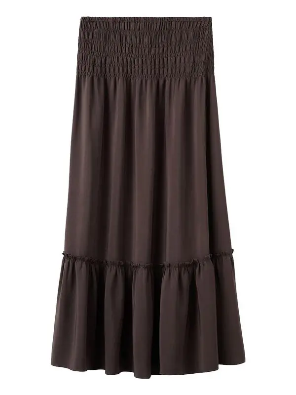 Mango Ruched Panel Skirt - Brown