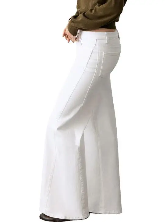 Mango Low Rise Wide Leg Jeans - White