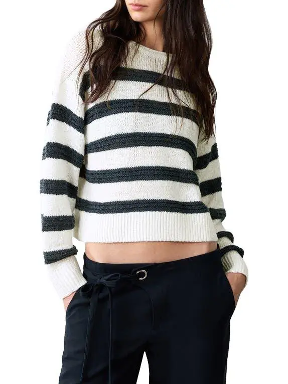 Mango Stripe Open Stitch Sweater - Off White