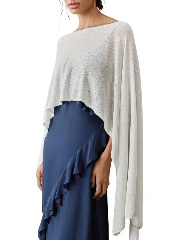 Mango Lurex Knit Cape - Silver