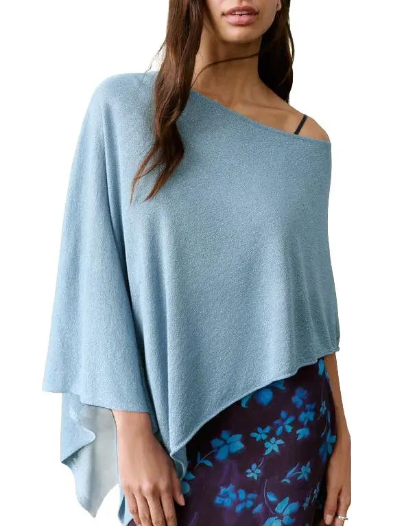 Mango Asymmetric Metallic Knit Poncho - Blue