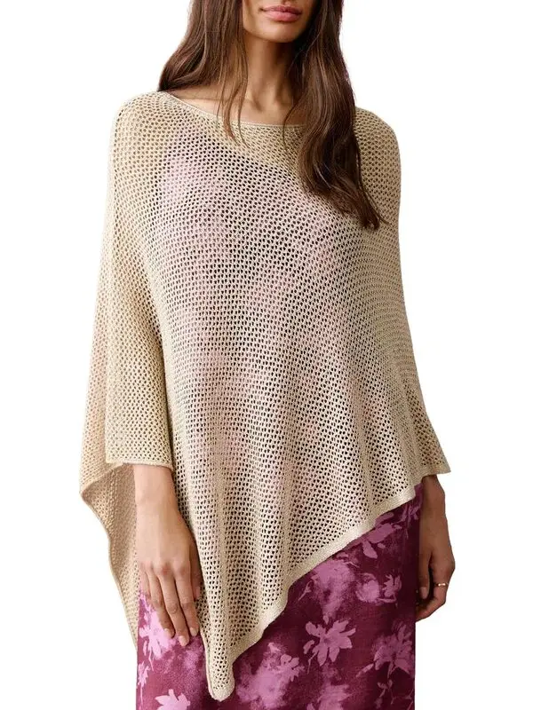 Mango Asymmetric Lurex Knit Cape - Gold
