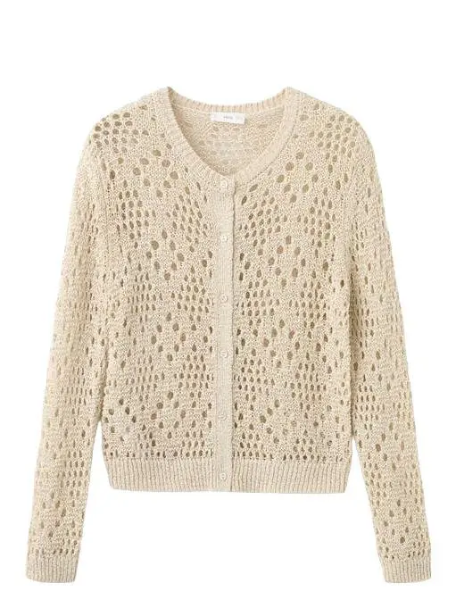 Mango Open Stitch Cardigan - Sand