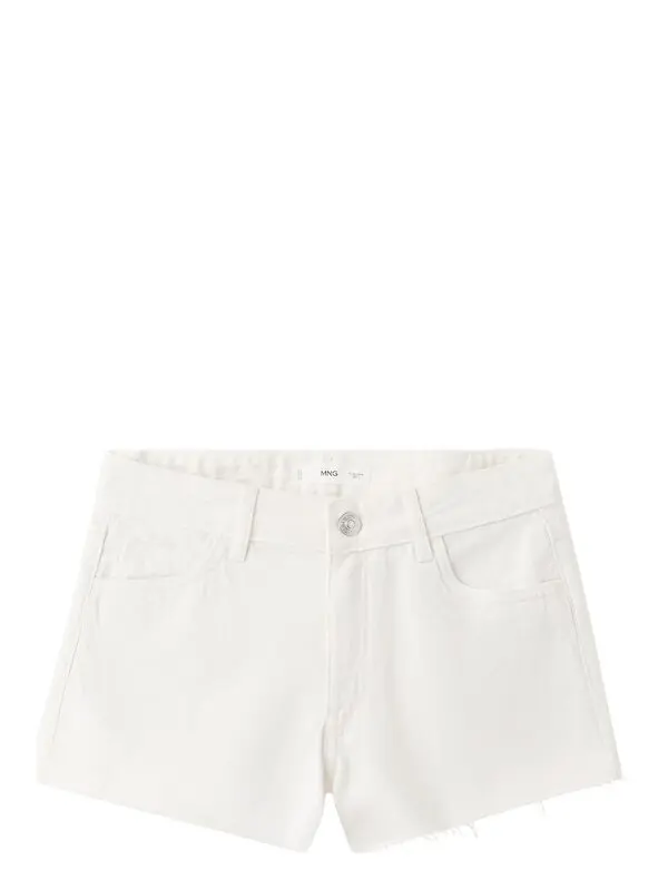 Mango Raw Hem Low Rise Denim Shorts - Off White