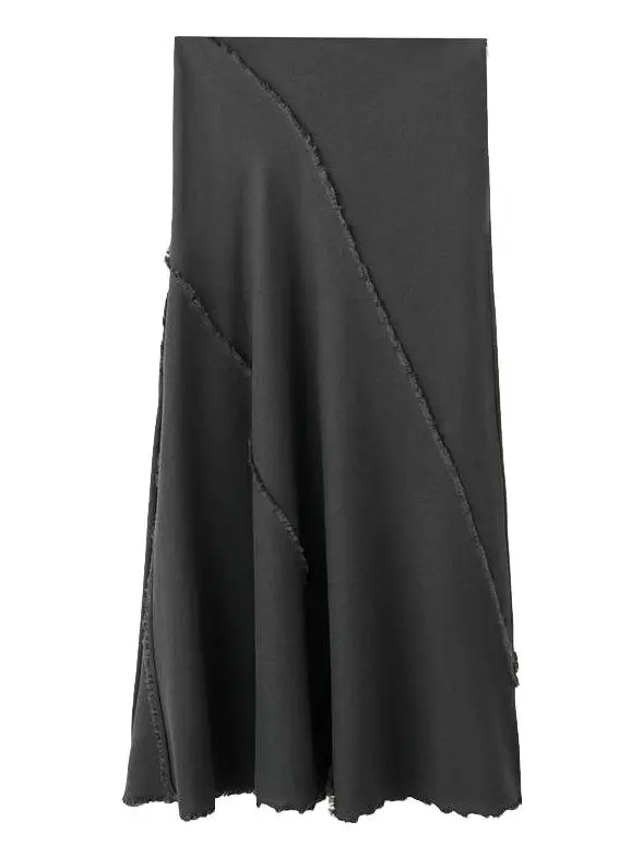 Mango Fray Detail Maxi Skirt - Charcoal