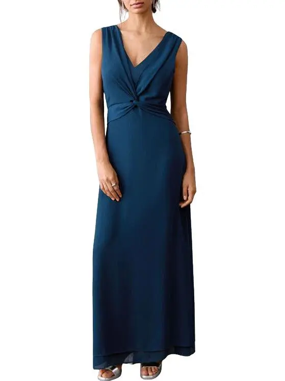 Mango Twist Front Sleeveless Maxi Dress - Navy
