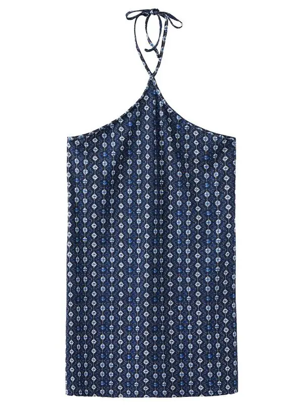 Mango Printed Halter Mini Dress - Navy
