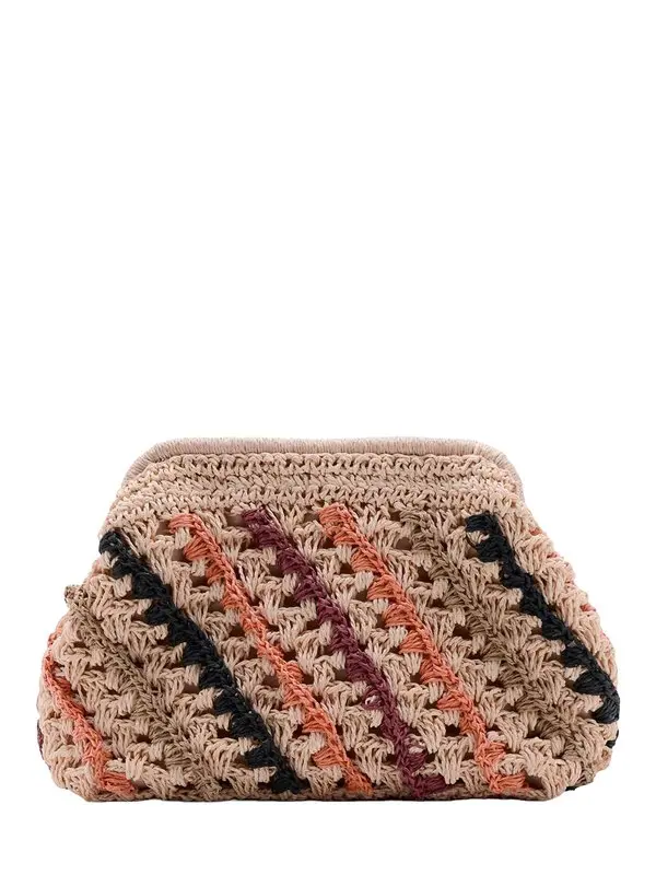 Mango Texture Stripe Clutch - Sand
