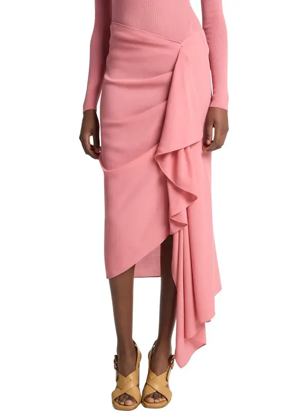 Michael Kors Wool Crepe Cascade Skirt - Green