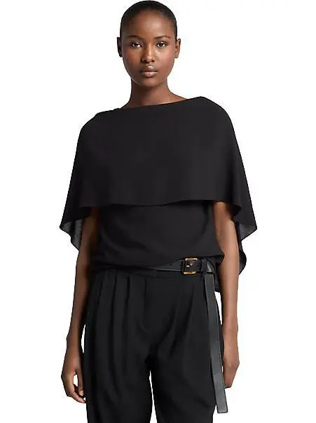 Michael Kors Wool Crepe Cape Top - Black