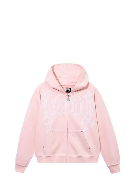 REVENGE Los Angeles Lakers Contrast Stitch Zip Hoodie - Pink/white