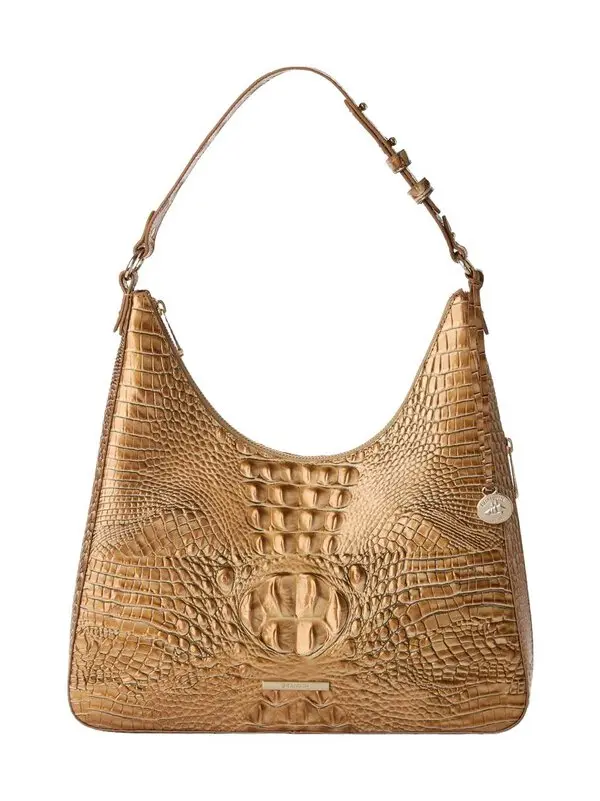 Brahmin Tabitha Croc Embossed Leather Shoulder Bag - Driftwood