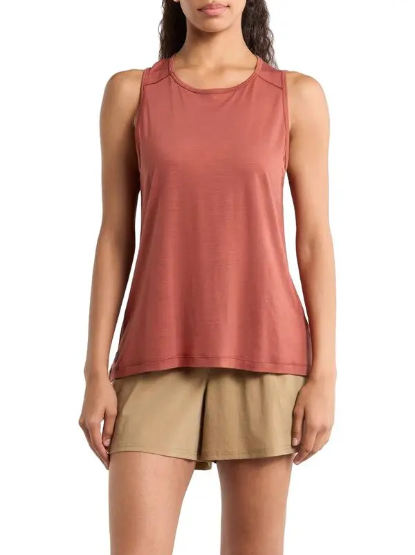 Smartwool Ultralite High Neck Merino Wool Blend Tank - Burnt Sienna
