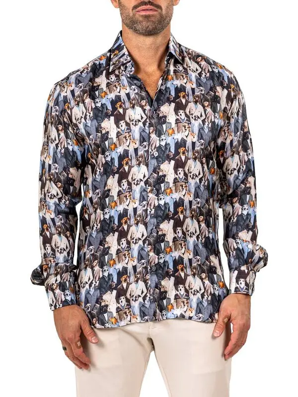 MACEOO Fibonacci Marthy Contemporary Fit Button-up Shirt - Black