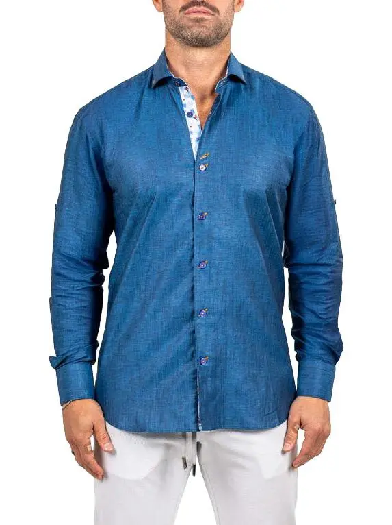 MACEOO Eins Marthy Contemporary Fit Button-up Shirt - Blue
