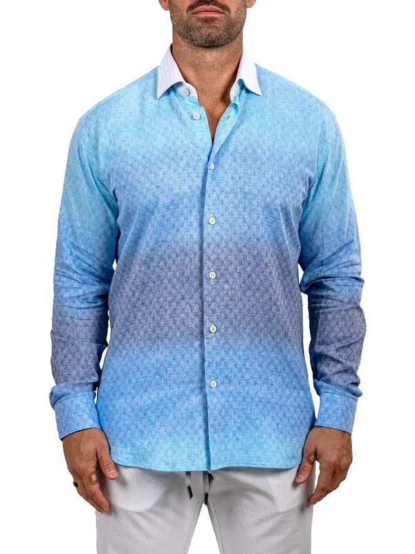 MACEOO Fibonacci Marthy Contemporary Fit Button-up Shirt - Blue
