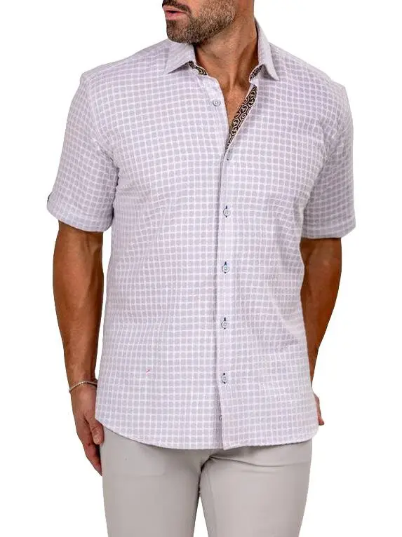 MACEOO Galileo Marthy Short Sleeve Button-up Shirt - Grey