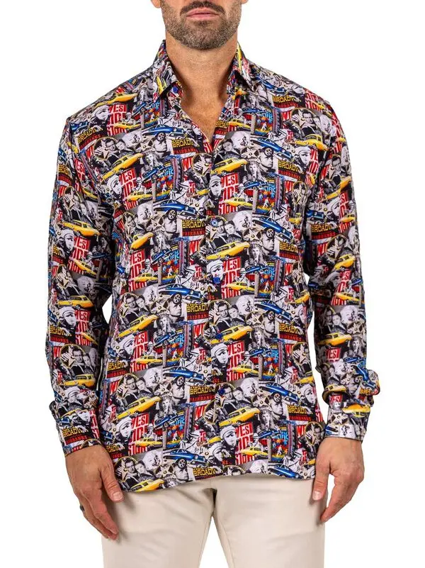 MACEOO Fibonacci Marthyr 0321 Contemporary Fit Button-up Shirt - Black