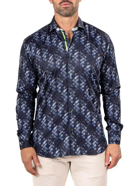MACEOO Einstein Marthyr 0293 Contemporary Fit Button-up Shirt - Blue