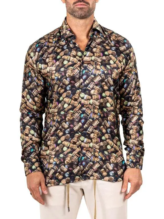 MACEOO Fibonacci Marthyr 0243 Contemporary Fit Button-up Shirt - Black