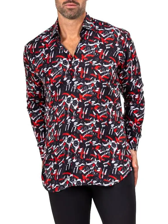 MACEOO Fibonacci Marthyr 0284 Contemporary Fit Button-up Shirt - Black