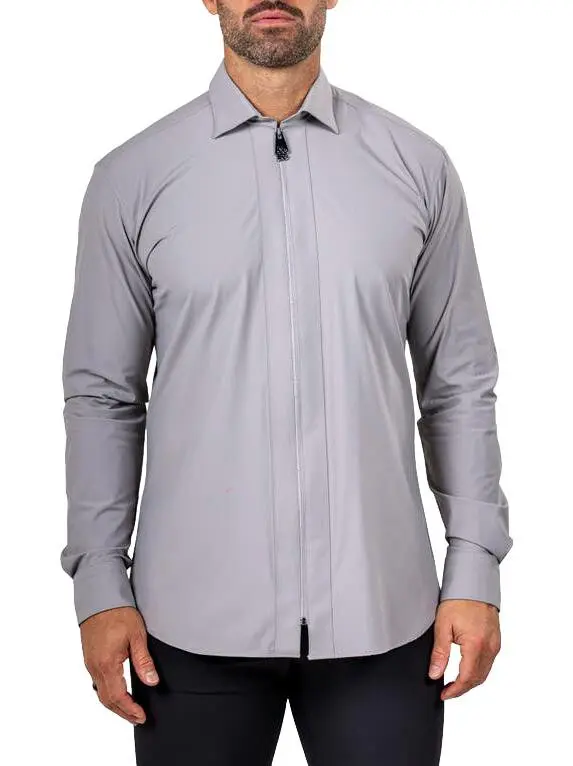 MACEOO Fibzip Marthyr Knit Zip-up Shirt - Grey
