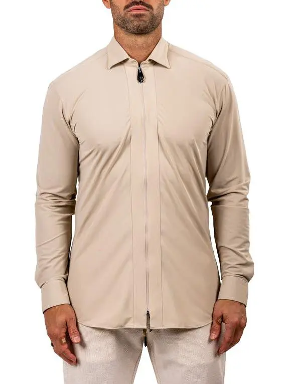 MACEOO Fibzip Marthyr Knit Zip-up Shirt - Brown