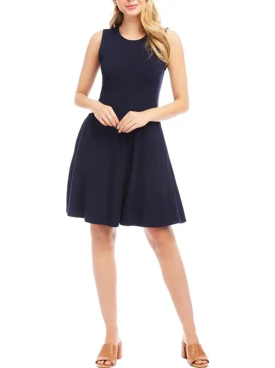 Karen Kane Sleeveless Fit-and-flare Jersey Dress - Navy