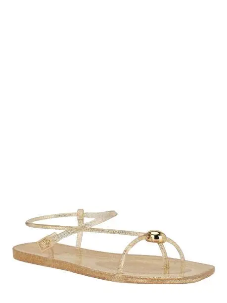 Nine West Ankle Strap Jelly Sandals - Gold