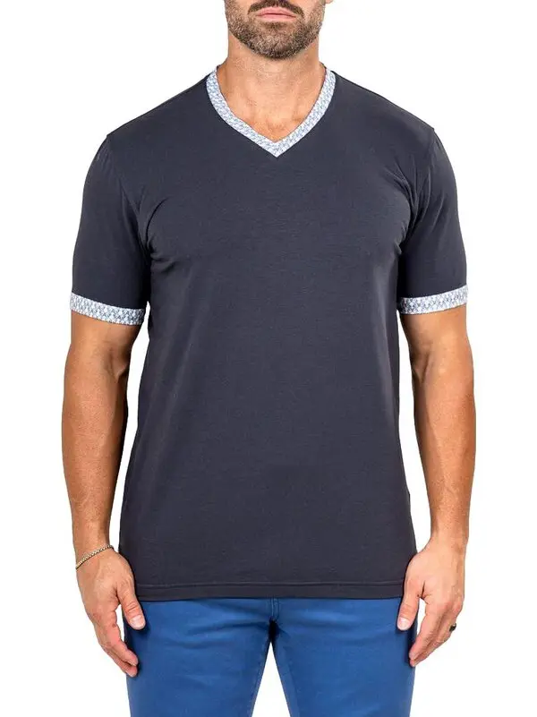 MACEOO Edison Marthyr0008 Cotton V-neck T-shirt - Grey