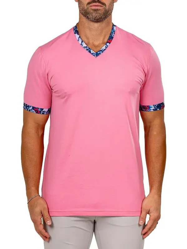 MACEOO Edison Marthyr1101 Cotton V-neck T-shirt - Pink