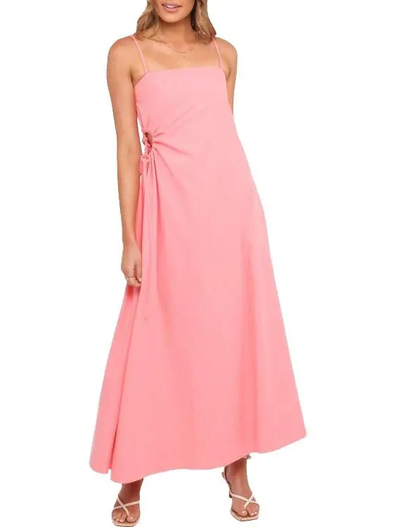 PETAL & PUP Corina Cutout Cotton Maxi Sundress - Watermelon