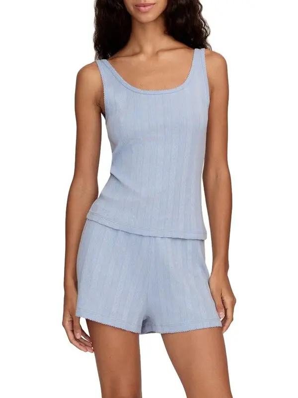 PETITE PLUME Pima Cotton Pointelle Tank - Blue