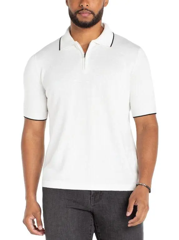LIVERPOOL Tipped Zip Polo - Parchment