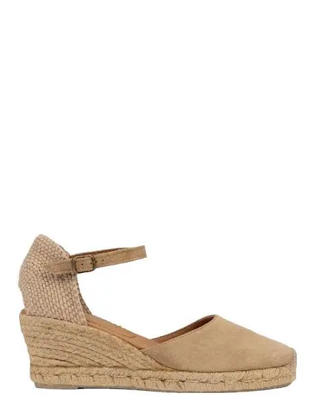 Penelope Chilvers Ankle Strap Espadrille Platform Wedge Pump - Sand