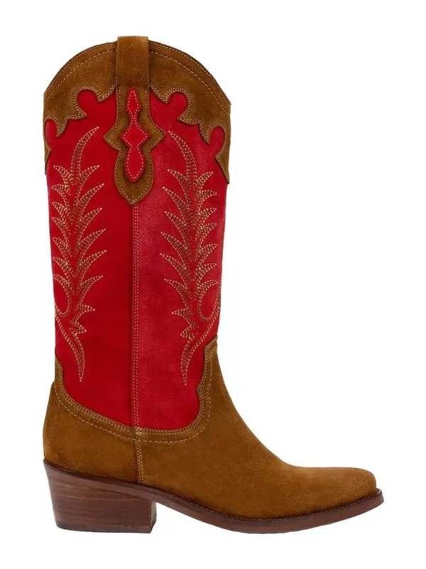 Penelope Chilvers Jolene Cowboy Boot - Peat/red
