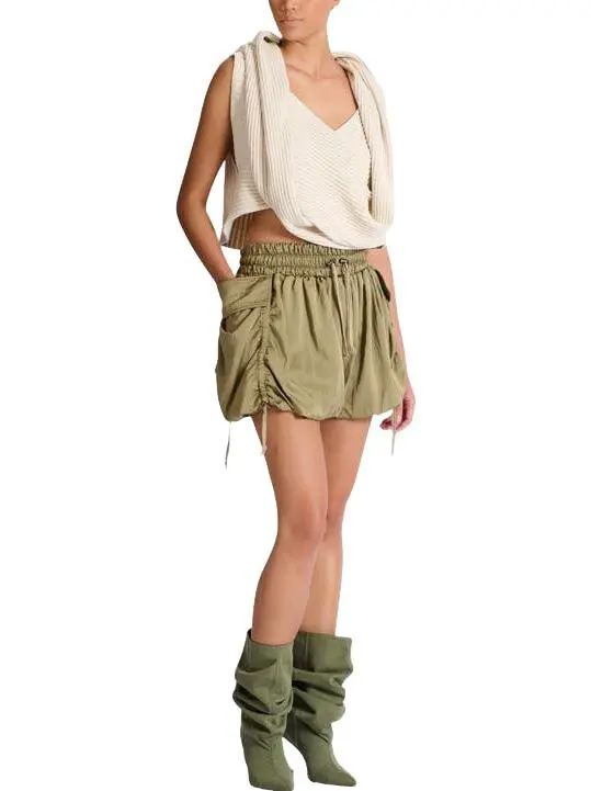 Balmain Cotton Twill Balloon Fit Shorts - Green