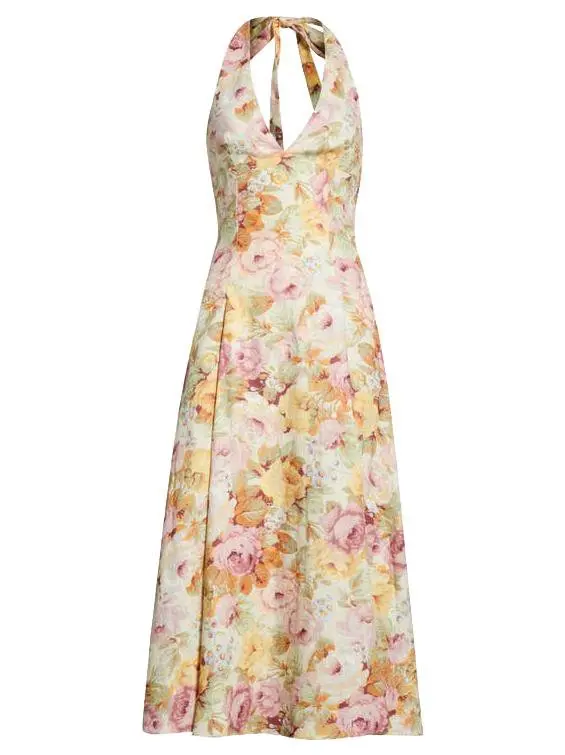 Faithfull The Brand Murano Floral Linen Halter Dress - Giardino