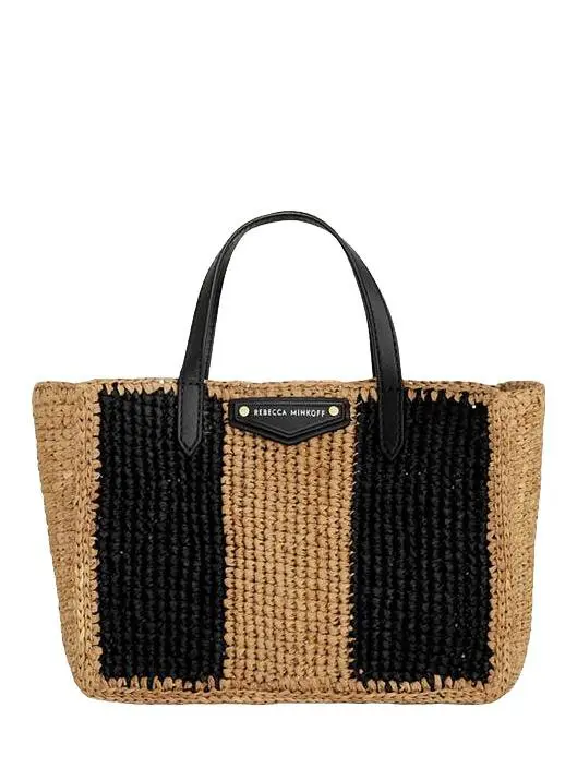 Rebecca Minkoff Mini Raffia Tote - Black/brown