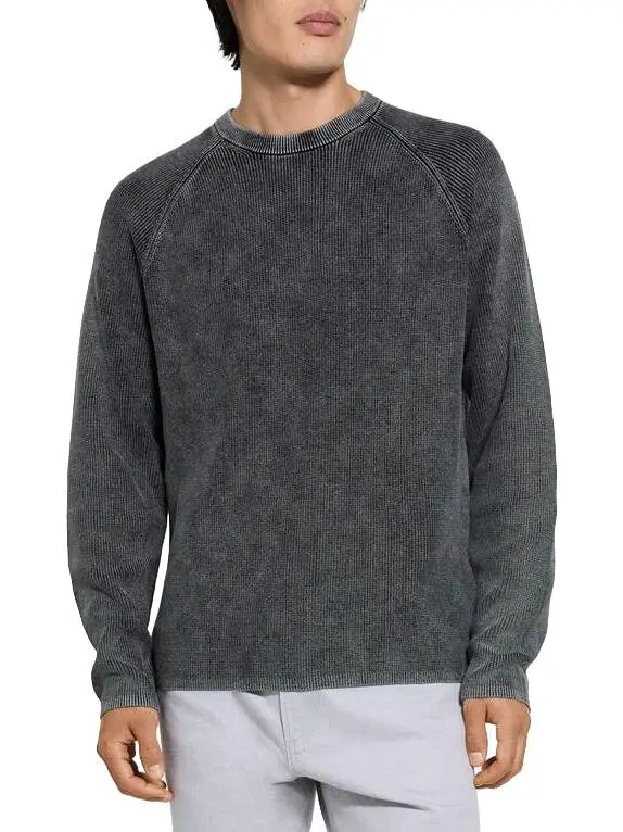 Theory Cotton Crewneck Sweater - Washed Black