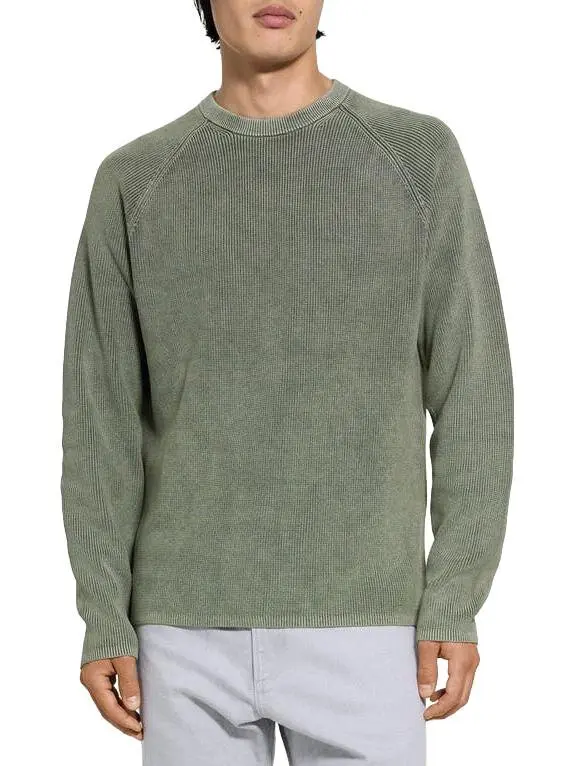 Theory Cotton Crewneck Sweater - Washed Light Ivy