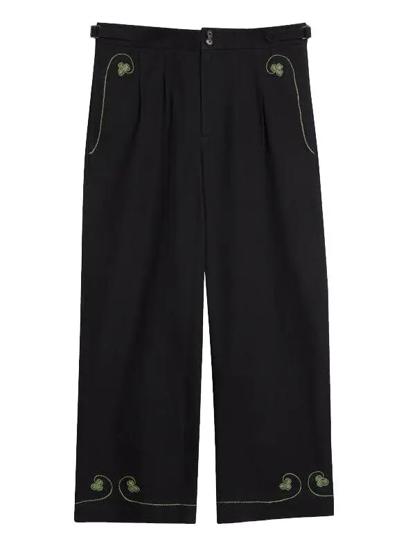 BODE Lucky Draw Embroidered Ankle Pants - Black