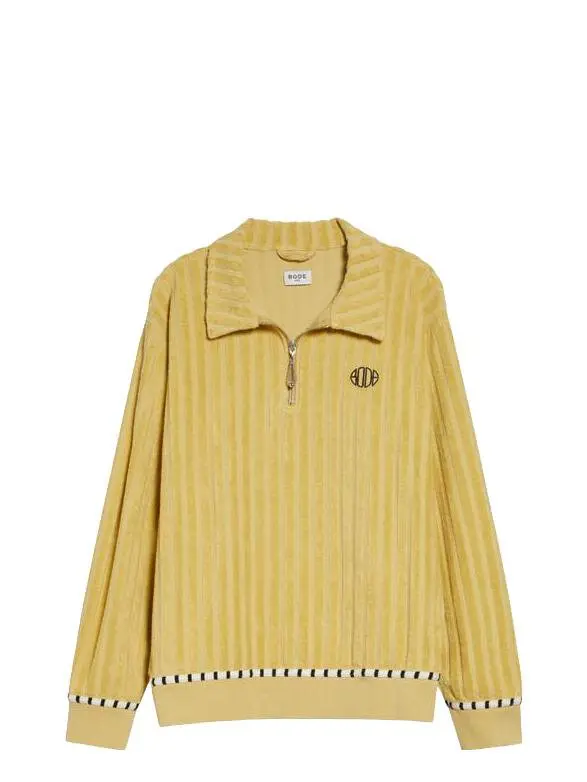 BODE Croquet Ground Rib Terry Cloth Pullover - Yellow Green