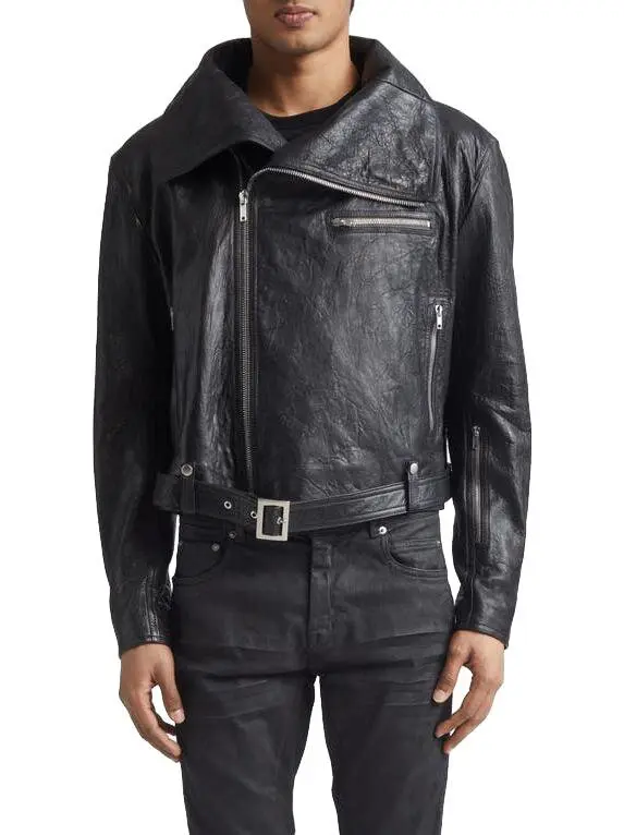 Rick Owens Leather Dracubiker Jacket - Black