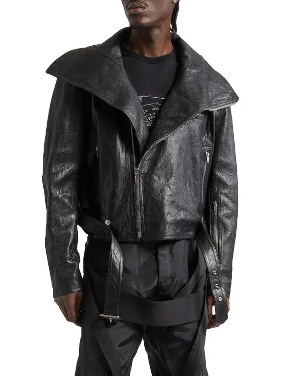 Rick Owens Leather Dracubiker Jacket - Black