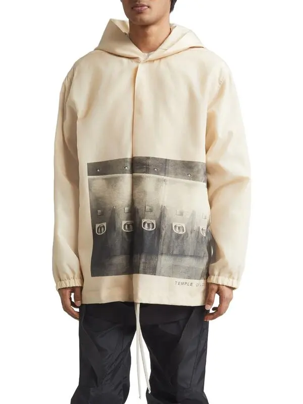 Rick Owens Temple Graphic Nylon Stretch Canvas Tour Jacket - Sand/black
