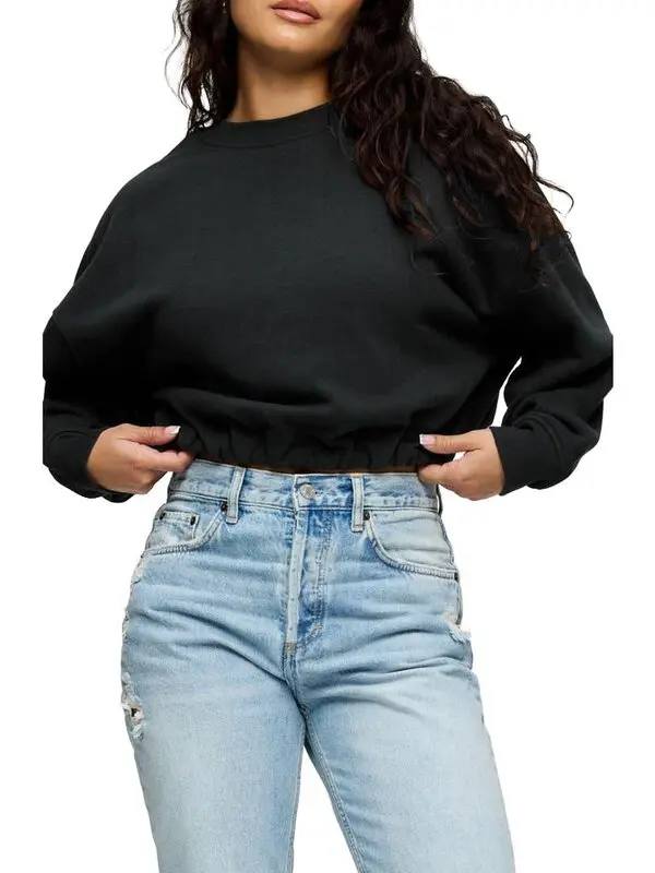 NUUDS Cinch Waist Fleece Sweatshirt - Black