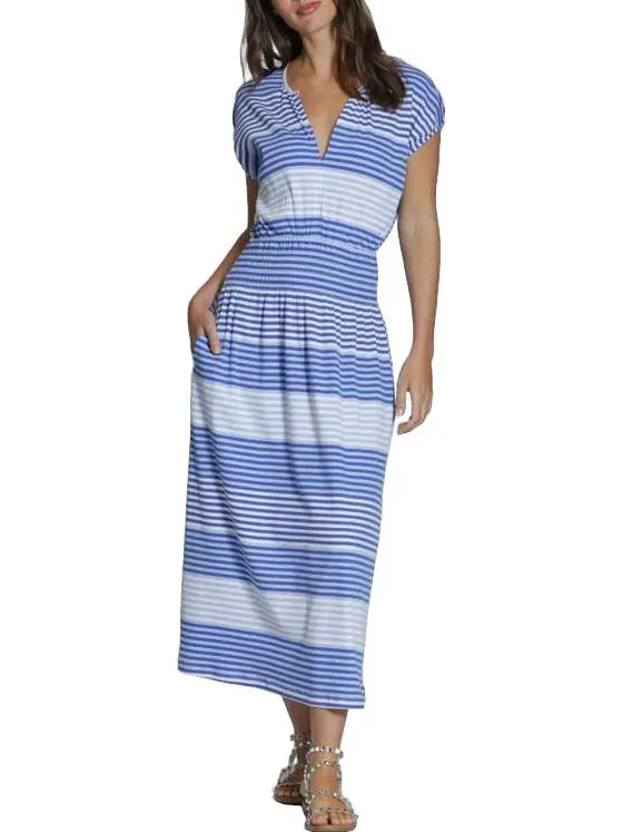 APNY Stripe Jersey Midi Dress - Blue Multi