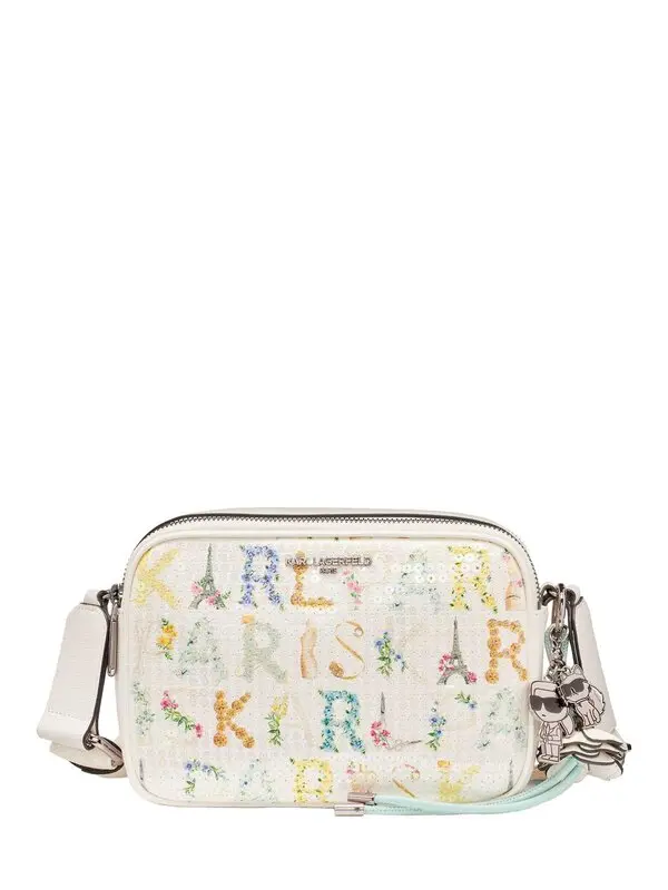 Karl Lagerfeld Paris Maybelle Sequin Crossbody Bag - White Multi