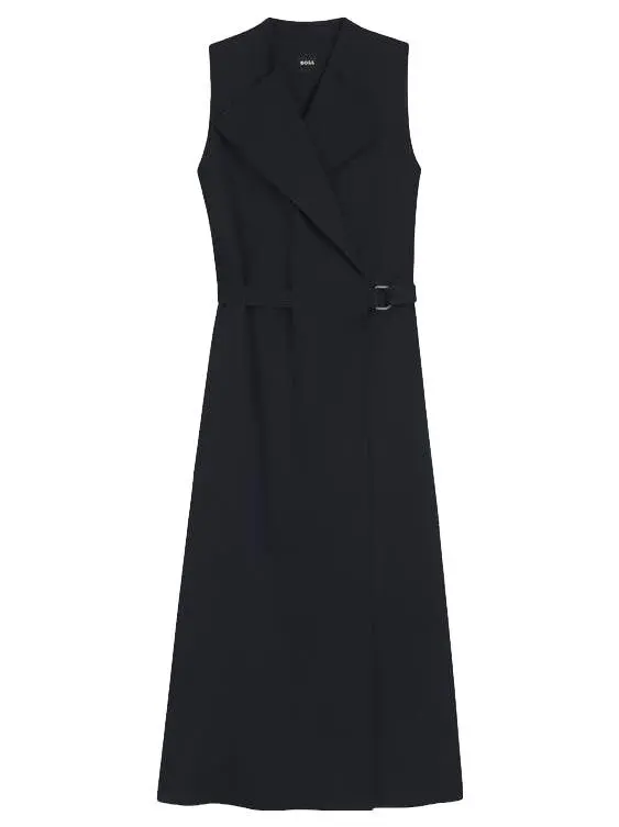 BOSS Dimosa Sleeveless Belted Midi Wrap Dress - Sky Captain
